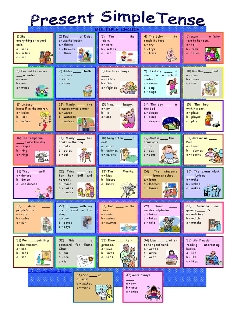 Present Simple Tense Multiple Choice Exercise With - 4917 | PDF