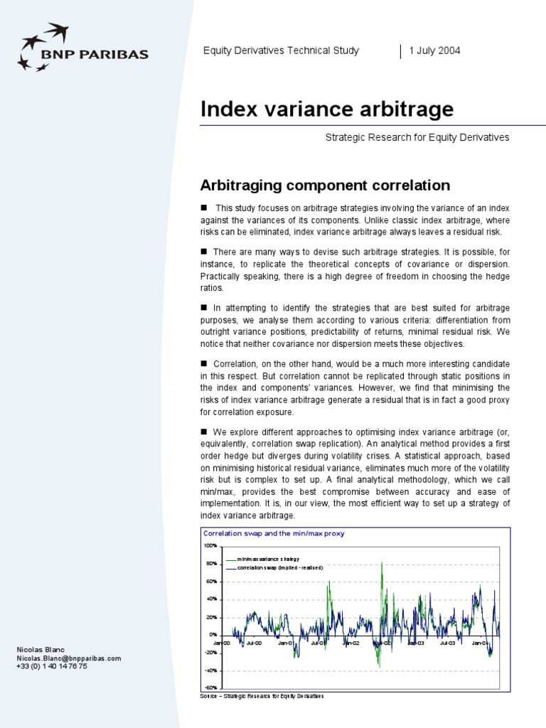 Index Variance Arbitrage: Arbitraging Component Correlation | PDF ...