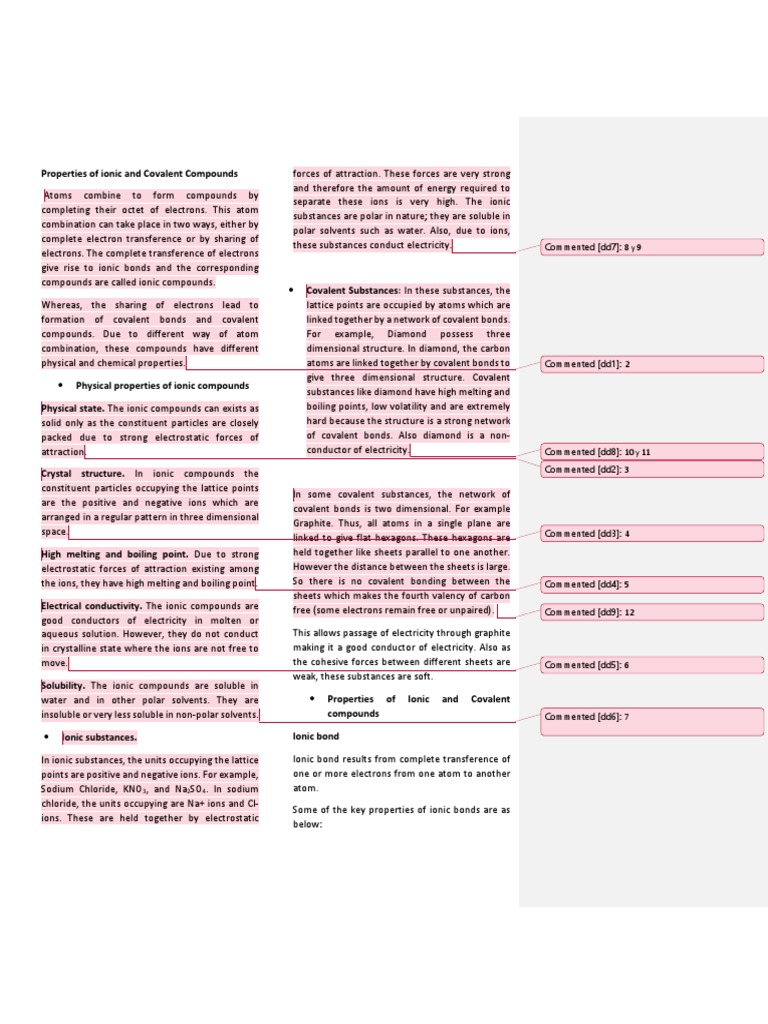 Covalent Ionic Compounds 9th Grade | PDF | Ionic Bonding | Chemical ...