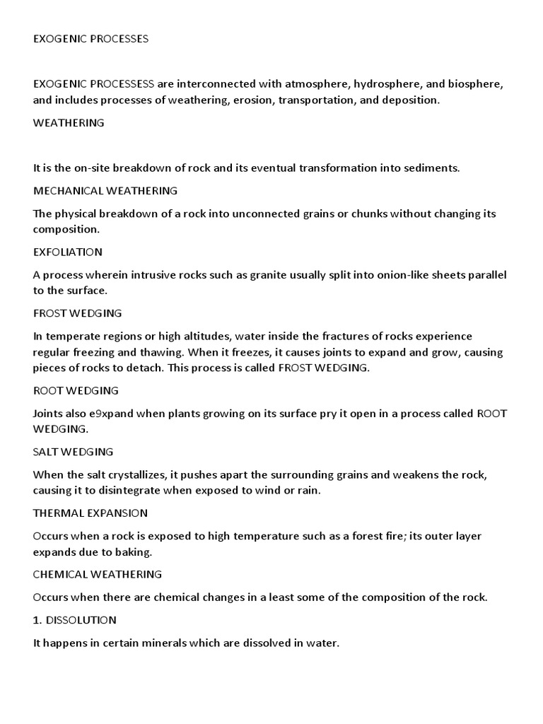 Exogenic Processes | Download Free PDF | Weathering | Sediment