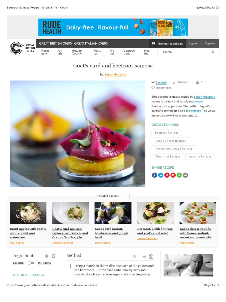 Beetroot Samosa Recipe - Great British Chefs | PDF | Beetroot | Recipe