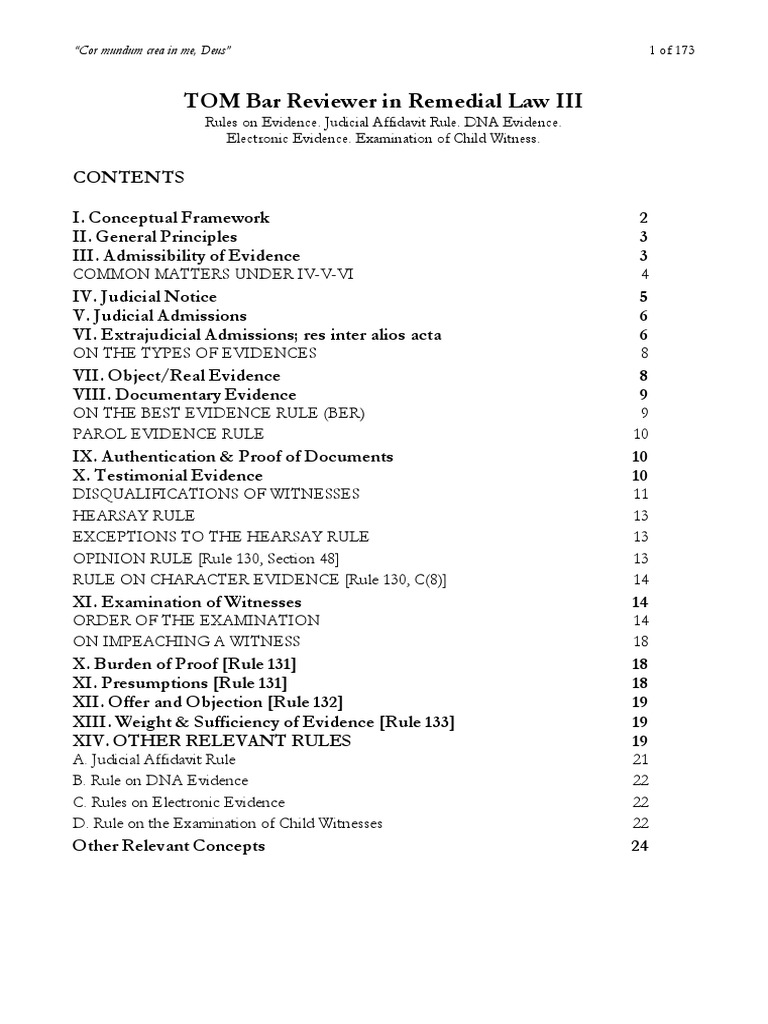 UPDATED 07c TOM Remedial Law Bar Reviewer III | PDF | Relevance (Law ...