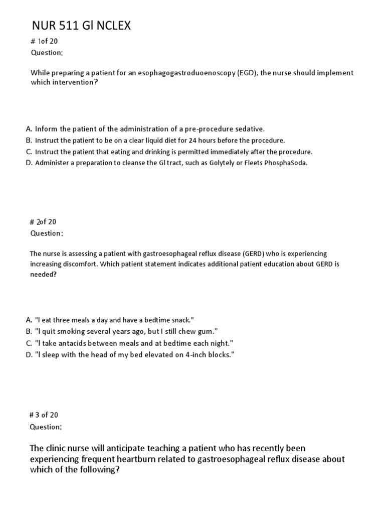 Gi Nclex | PDF | Gastroesophageal Reflux Disease | Crohn's Disease