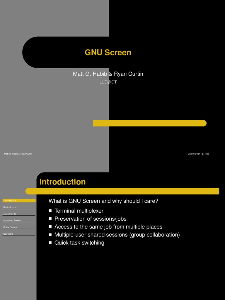 An Introduction to GNU Screen: Key Features, Modes, and Customizations | PDF | Shell (Computing ...