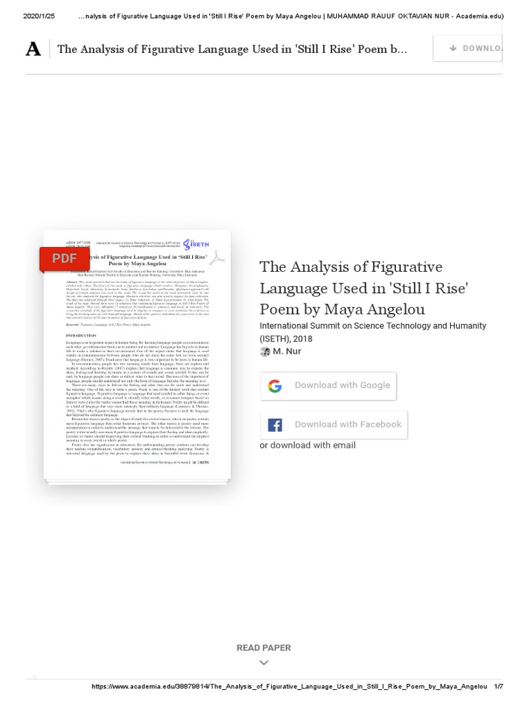 (PDF) The Analysis of Figurative Language Used in 'Still I Rise' Poem ...