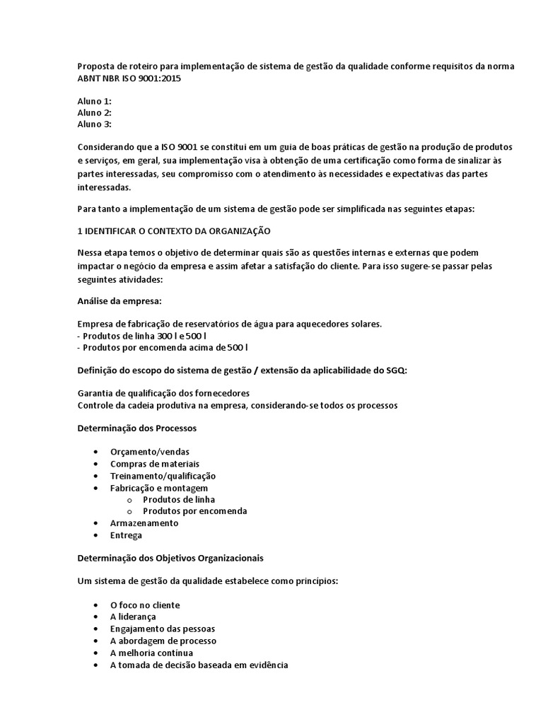Proposta de Roteiro para Implementação de Sistema de Gestão Da ...
