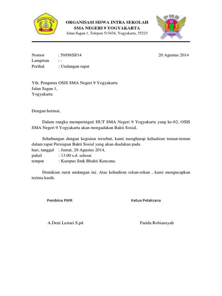 Contoh Surat Resmi OSIS | PDF