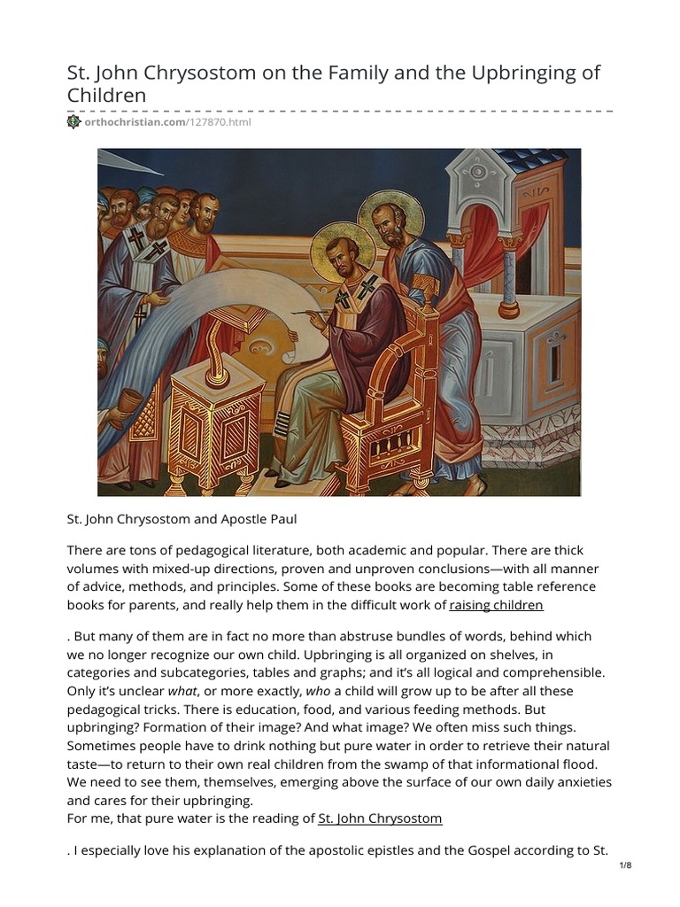 ST John Chrysostom On The Family and The Upbringing of Children | PDF ...