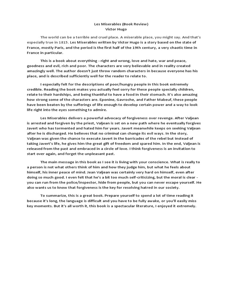 Book Review | PDF | Les Misérables