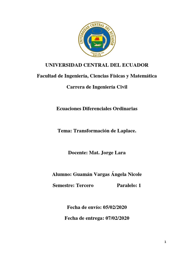 Deber 6, EDO, Transformación de Laplace | PDF | Transformada de Laplace | Ecuaciones