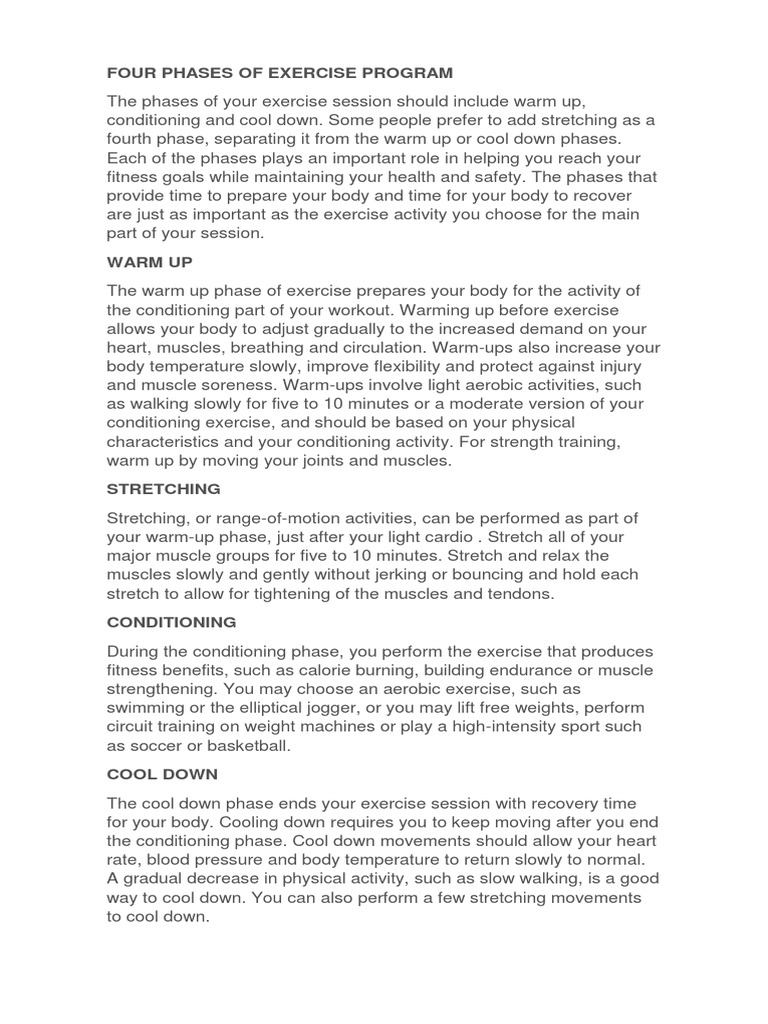 Four Phases of Exercise Program | PDF