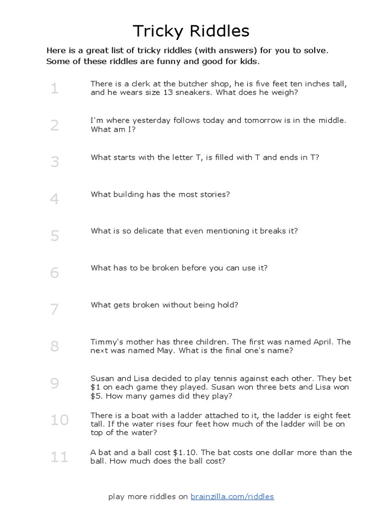 Tricky Riddles PDF | PDF