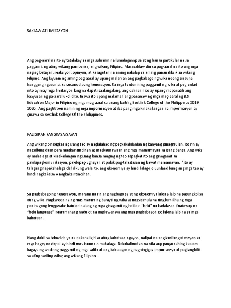 Saklaw at Limit | PDF