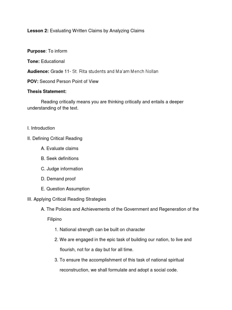 Reading Outline | PDF | Intertextuality | Communication