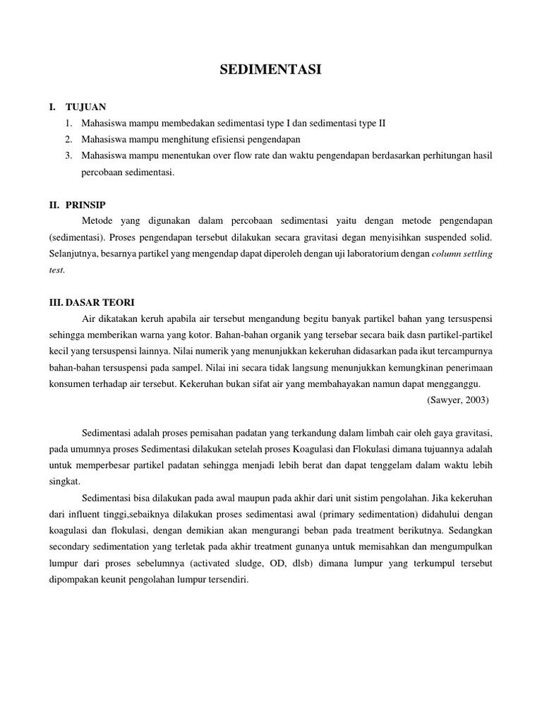 Sedimentasi Tipe 1-2 | PDF | Griya & Taman | Sains & Matematika