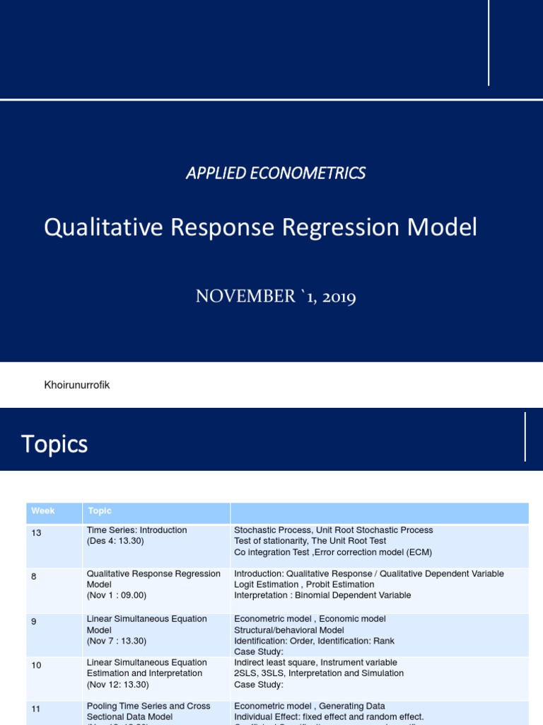 Lecture 8 - Limited Dependent Var PDF | PDF | Logistic Regression | Dummy Variable (Statistics)