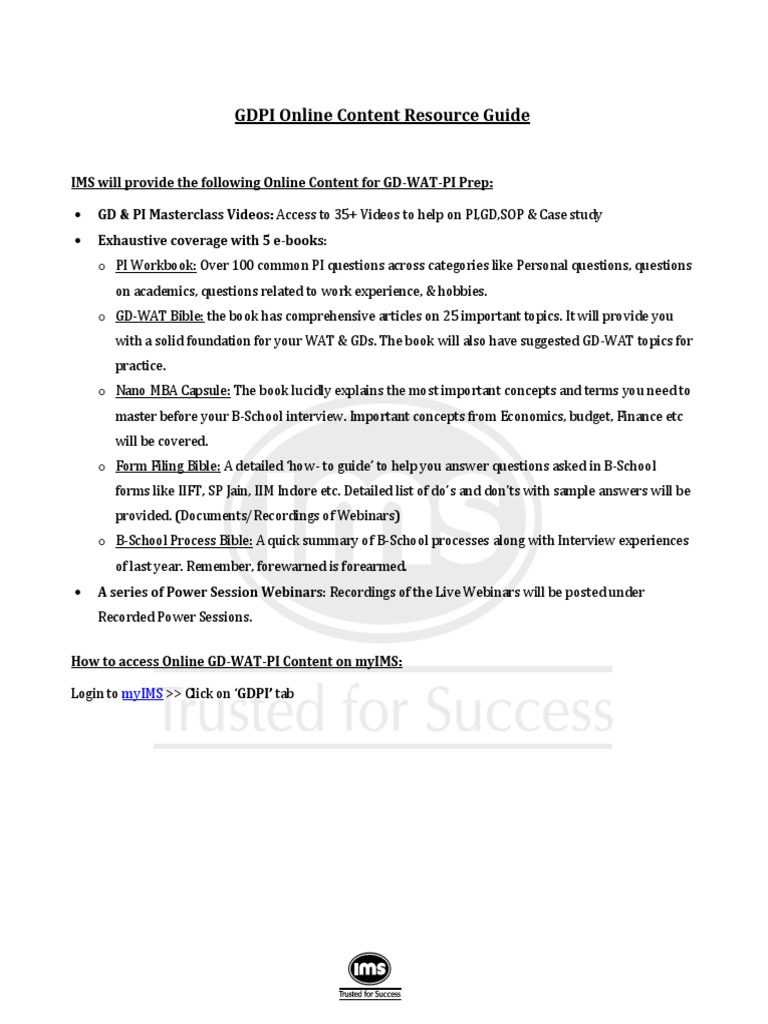 GDPI Content Resource Guide | PDF