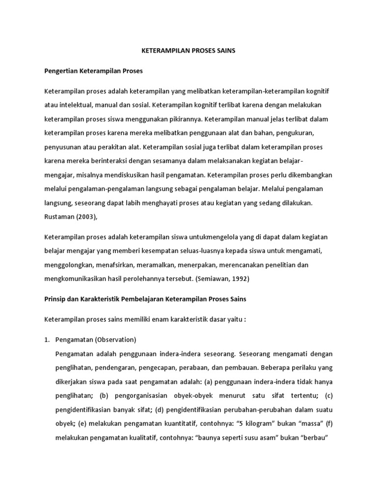 Keterampilan Proses Sains | PDF