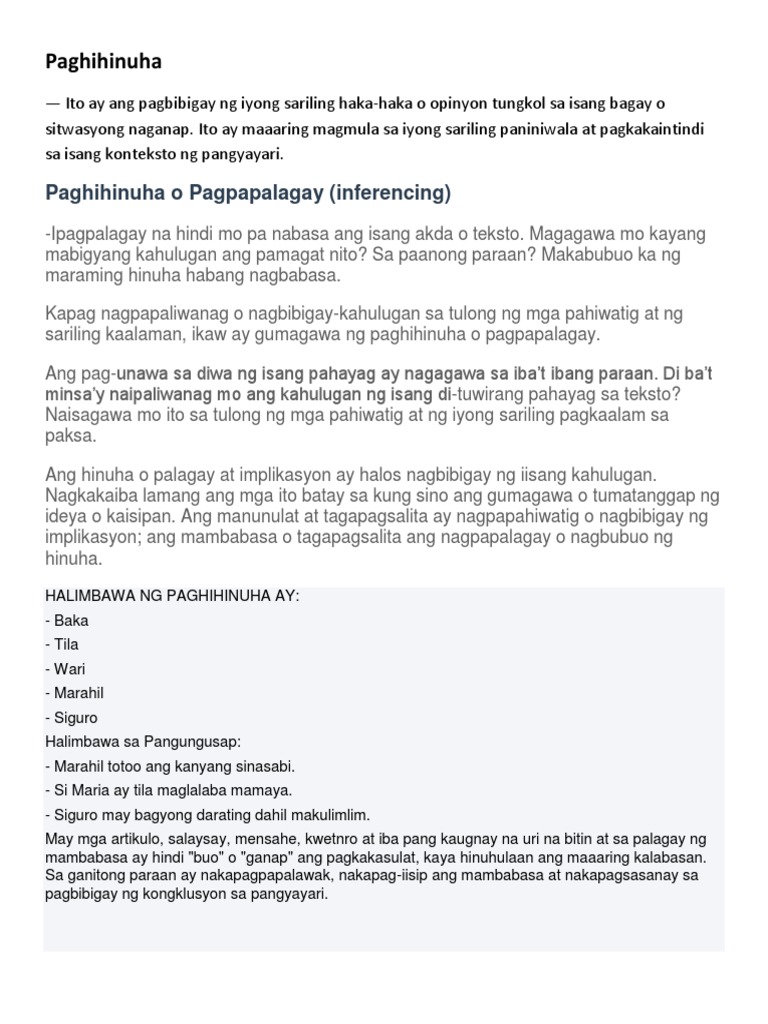 Paghihinuha | PDF