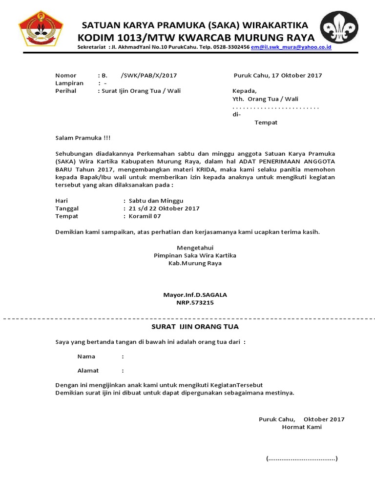 Surat IJIN SWK Dan Pemberitahuan | PDF