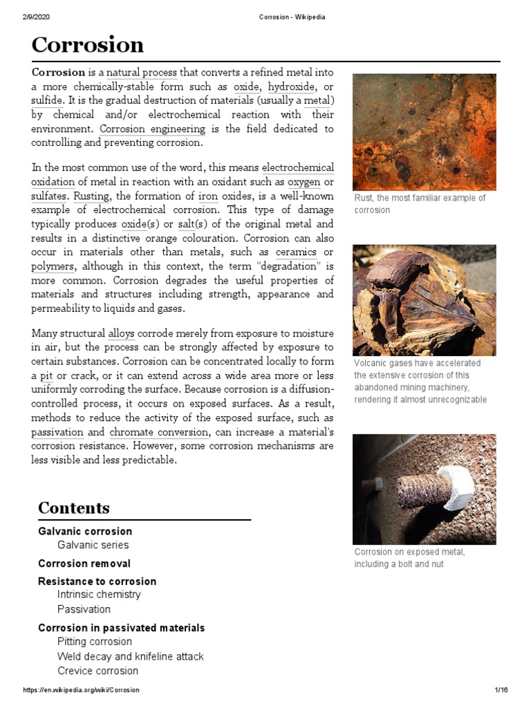 Corrosion - Wikipedia | PDF | Corrosion | Anode
