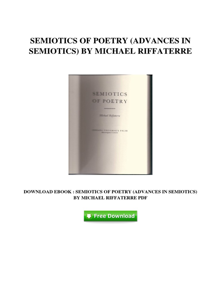 Semiotics of Poetry Advances in Semiotics by Michael Riffaterre PDF ...