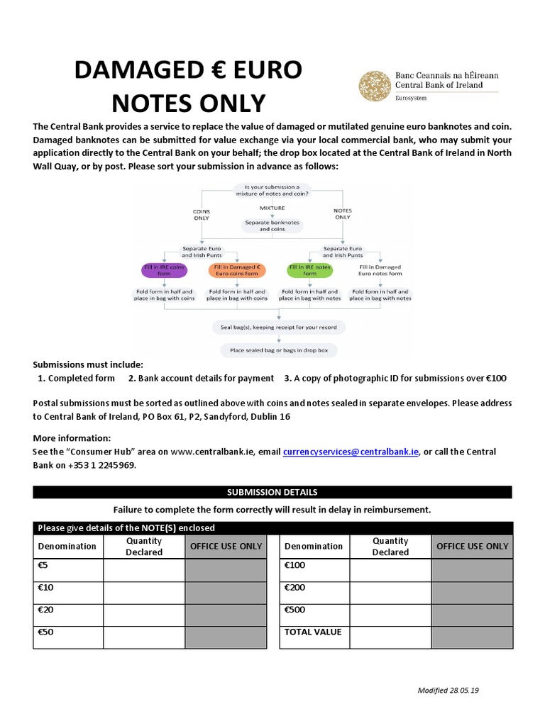 Exchange of Damaged Euro Banknotes PDF | PDF | Banknote | Euro