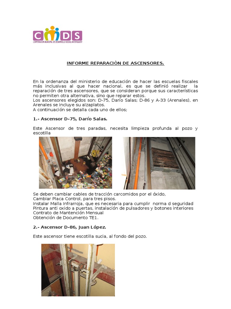 Informe N°2, Reparación Ascensores | PDF