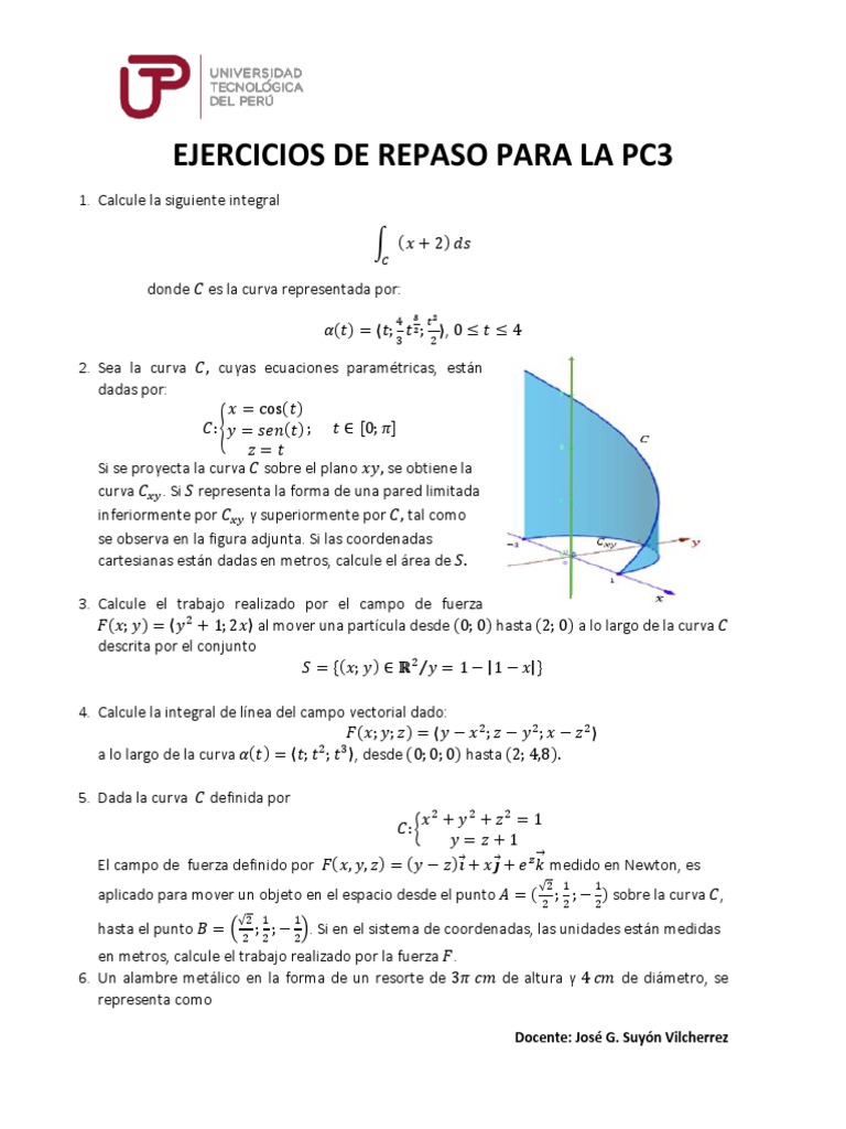 Ejercicios de Repaso para La PC3 PDF | PDF | Integral | Curva