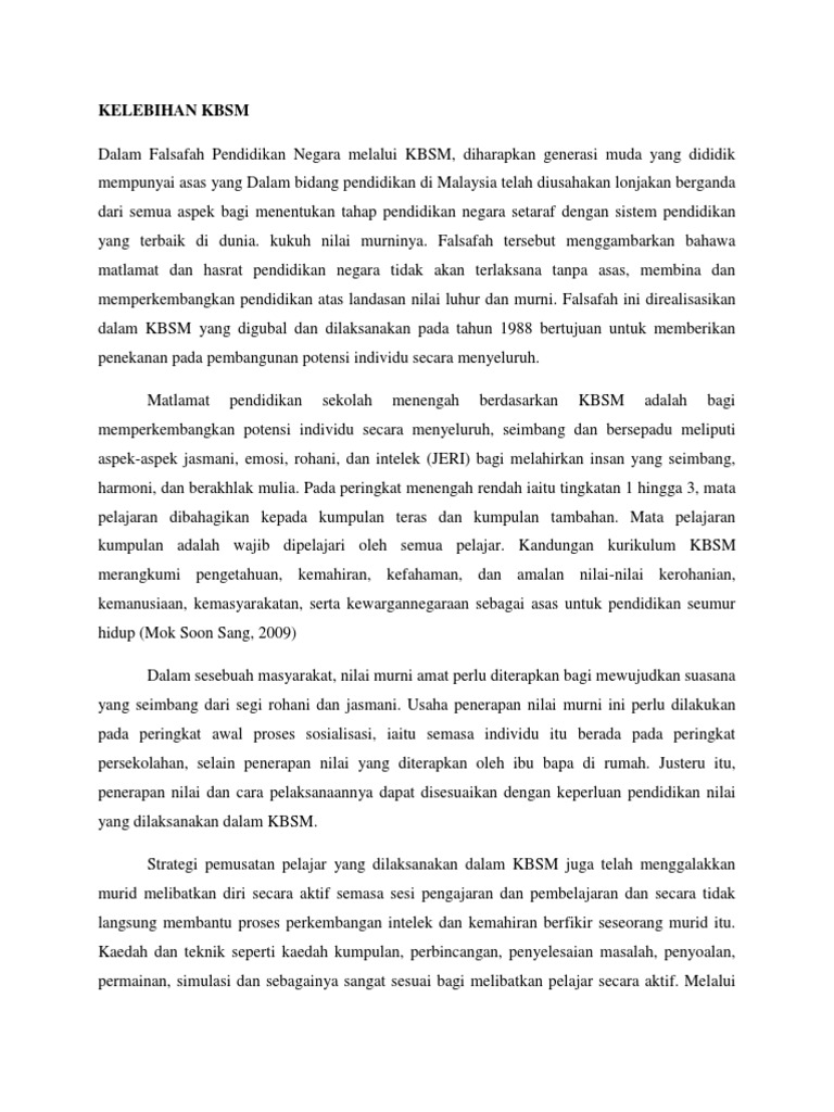 Kelebihan KBSM | PDF | Karier & Perkembangan