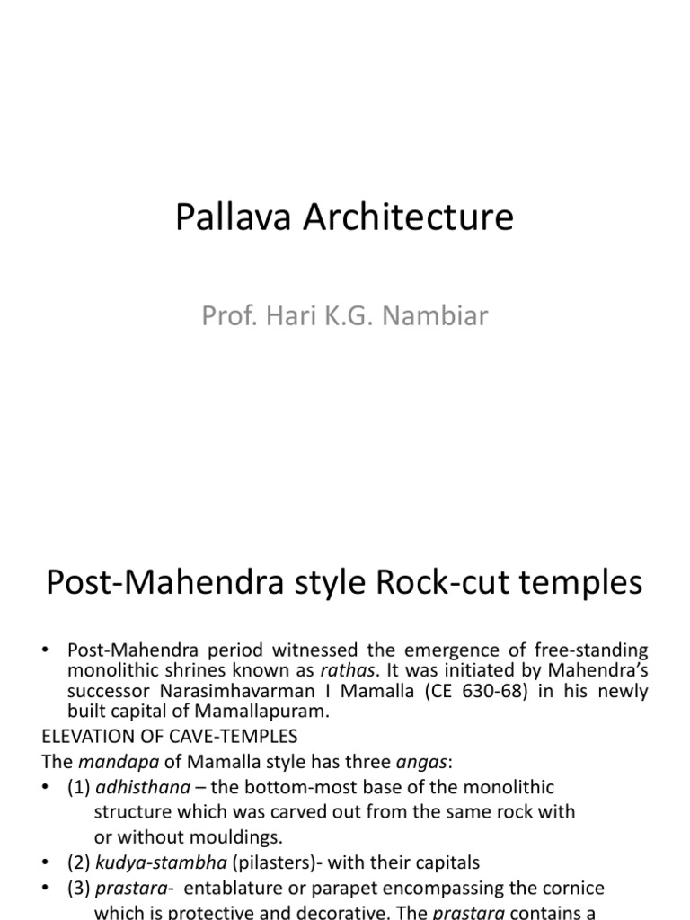 Pallava Architecture: Post-Mahendra Style Rock-Cut Temples and ...