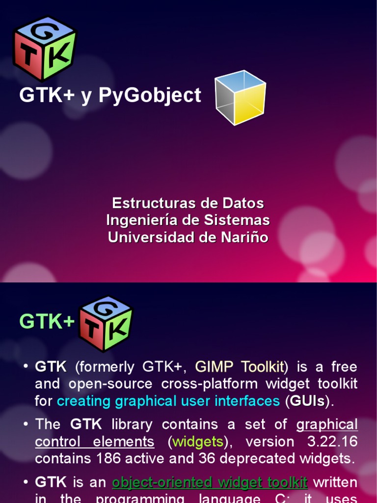 GTK | PDF | Widget (Gui) | Interfaces gráficas de usuario