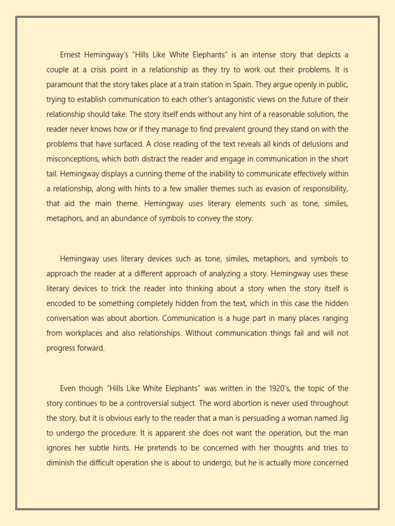 Hills Like White Elephants | PDF