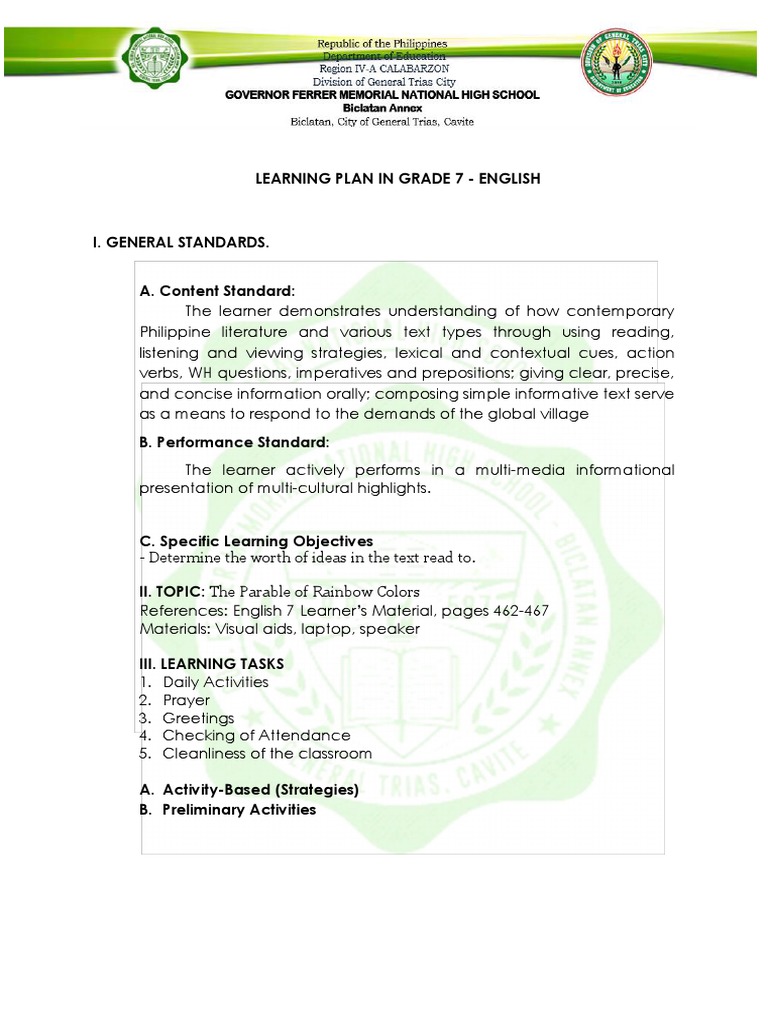 The Parable of The Rainbow Colors | PDF | Reading Comprehension ...