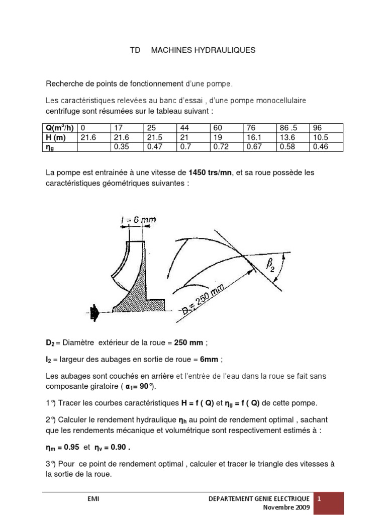 Caractéristiques d'une Pompe Centrifuge | PDF | Pompe | Dynamique ...