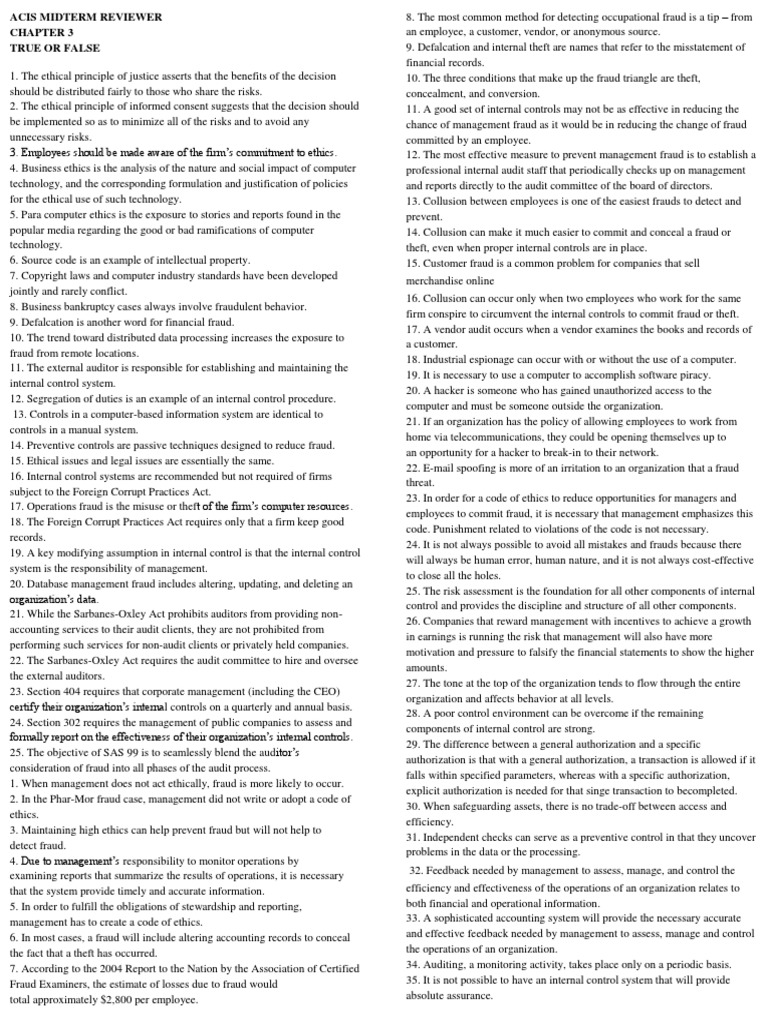 Acis Reviewer | PDF | Internal Control | Fraud