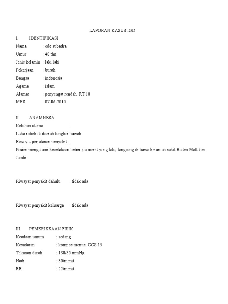 Laporan Kasus Igd | PDF