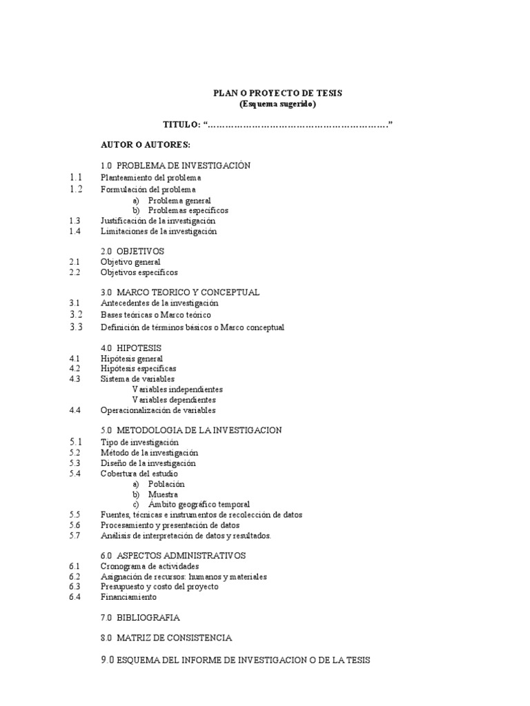Estructura de Plan de Tesis | PDF Estructura de Plan de Tesis | PDF