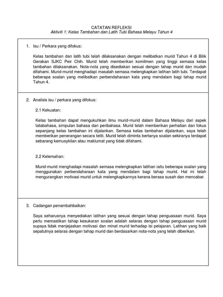Catatan Refleksi | PDF