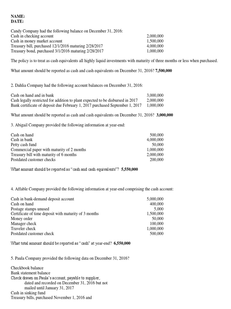 Cash Quiz | PDF | Bad Debt | Debits And Credits