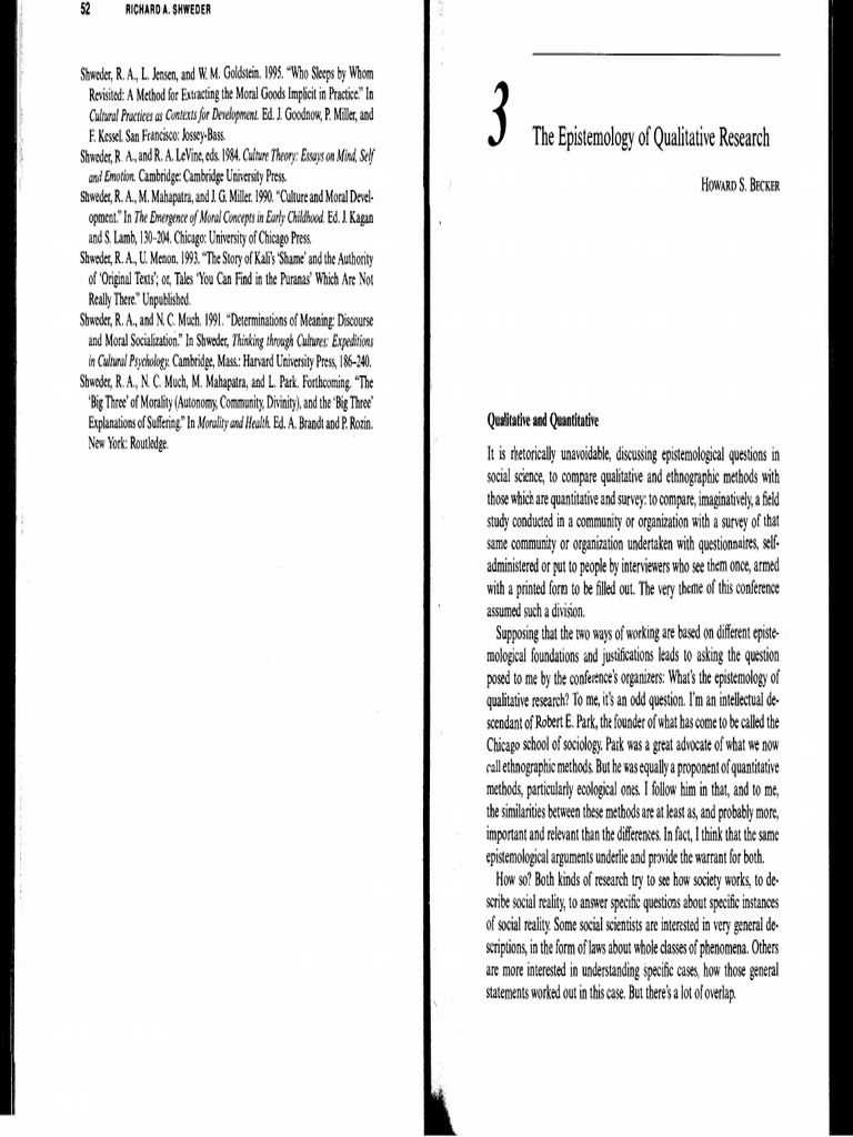 Becker Howard The Epistemology of Qualitative Research 1996 PDF | PDF