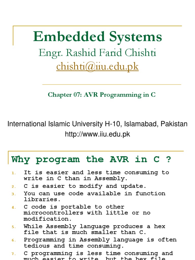 AVR Programming in C | PDF | C (Programming Language) | Computer Architecture