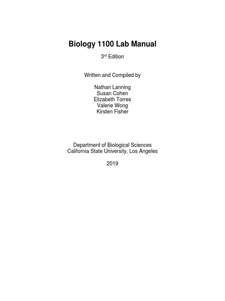 BIOL 1100 Laboraory Manual August 2019 | PDF | Osmosis | Microscope
