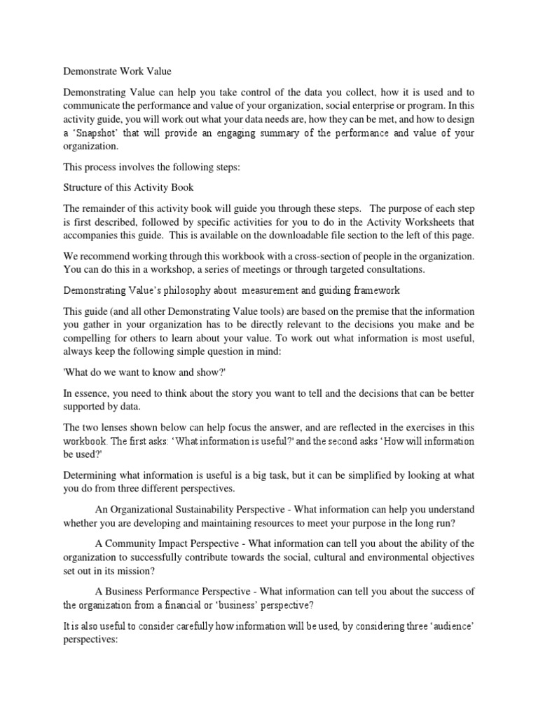 Demonstrate Work Value | PDF | Employment | Infographics