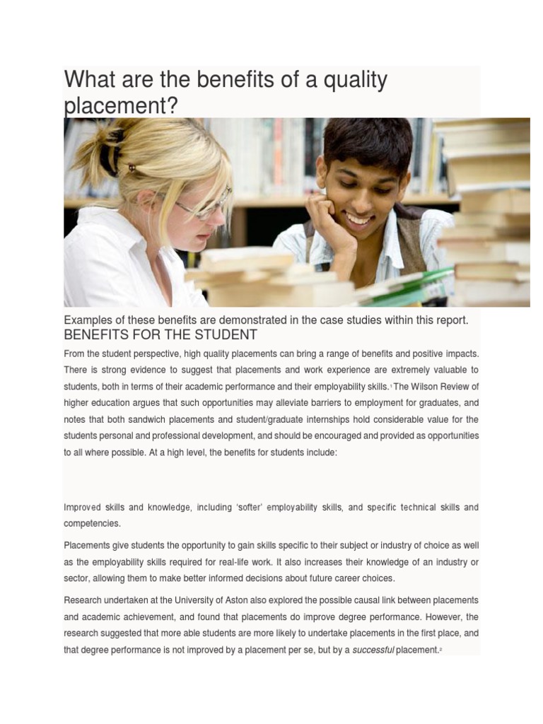 What Are The Benefits of A Quality Placement | PDF | Employment ...