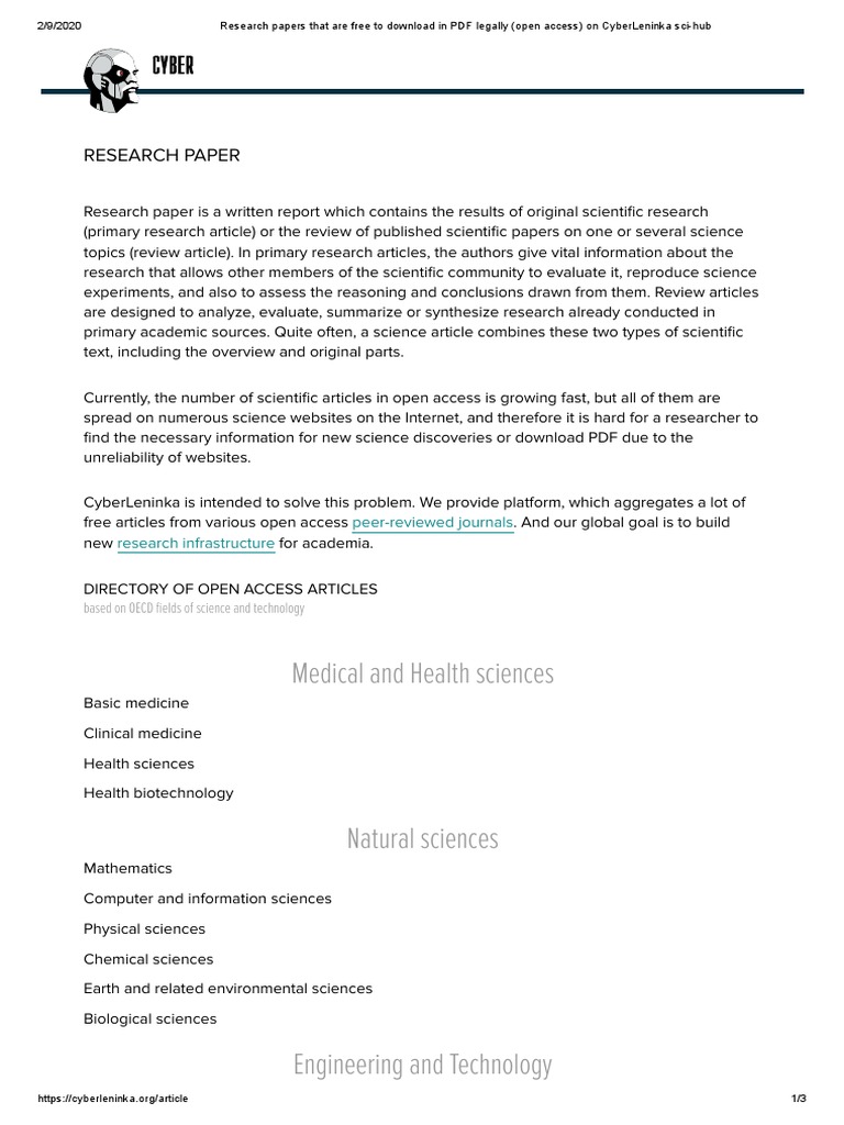 Research Papers That Are Free To Download in PDF Legally (Open Access ...