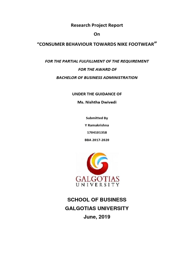 Consumer Behaviour Towards Nike Footwear Marketing Research 2019 | PDF ...