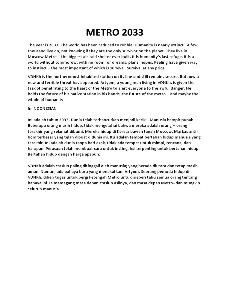 Metro 2033 | PDF | Dewasa Muda