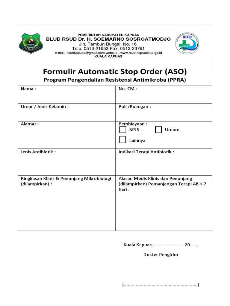 Form Automatic Stop Order (ASO) | PDF