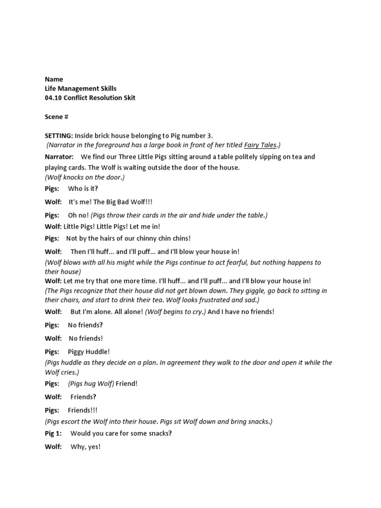 Conflict Resolution Skit Example | PDF